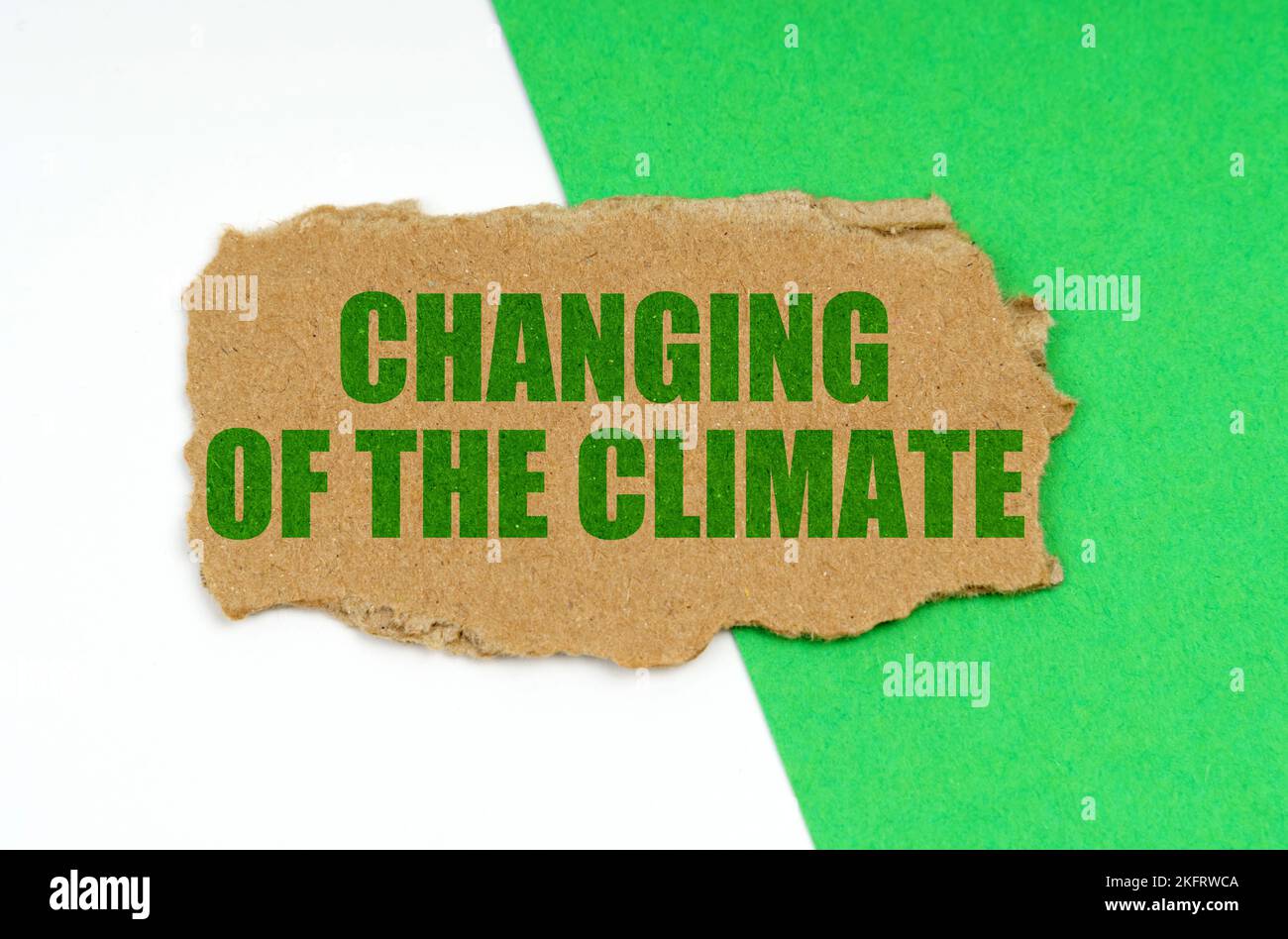 Environmental concept. On a white-green background lies a piece of ...