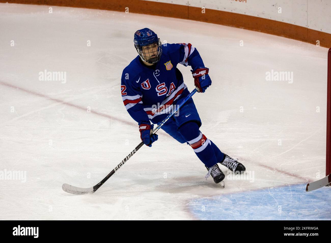 November 19, 2022: Team USA forward Will Smith (2) skates in the first ...