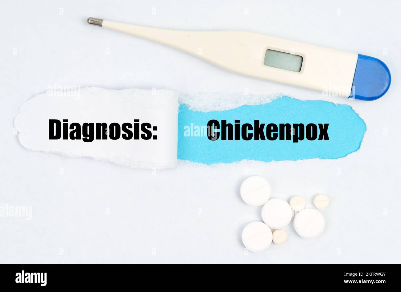 Medical diagnosis. A gap is made in the middle of the white sheet ...