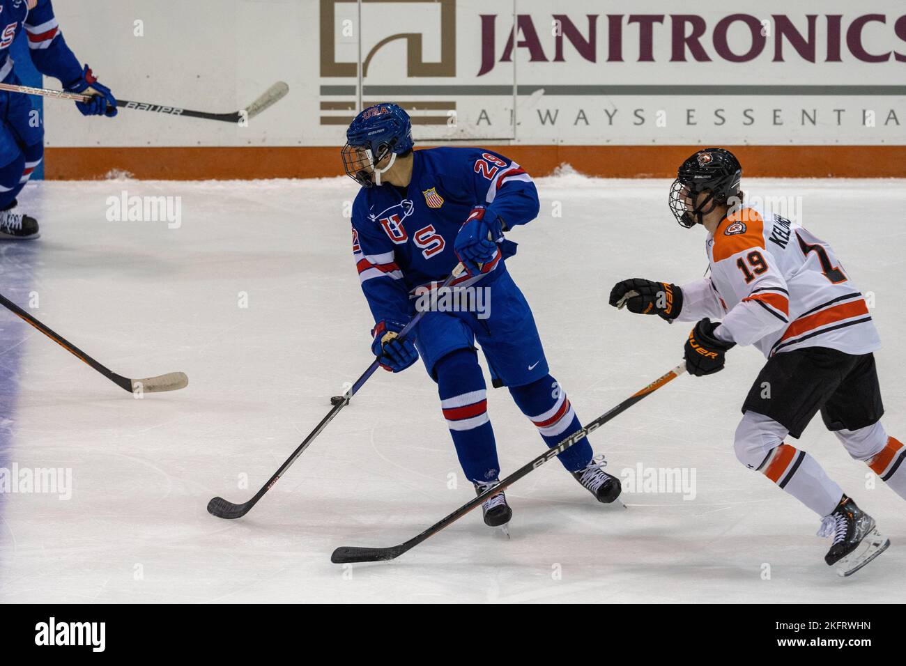 November 19, 2022: Team USA defenseman Drew Fortescue (24) skates in ...