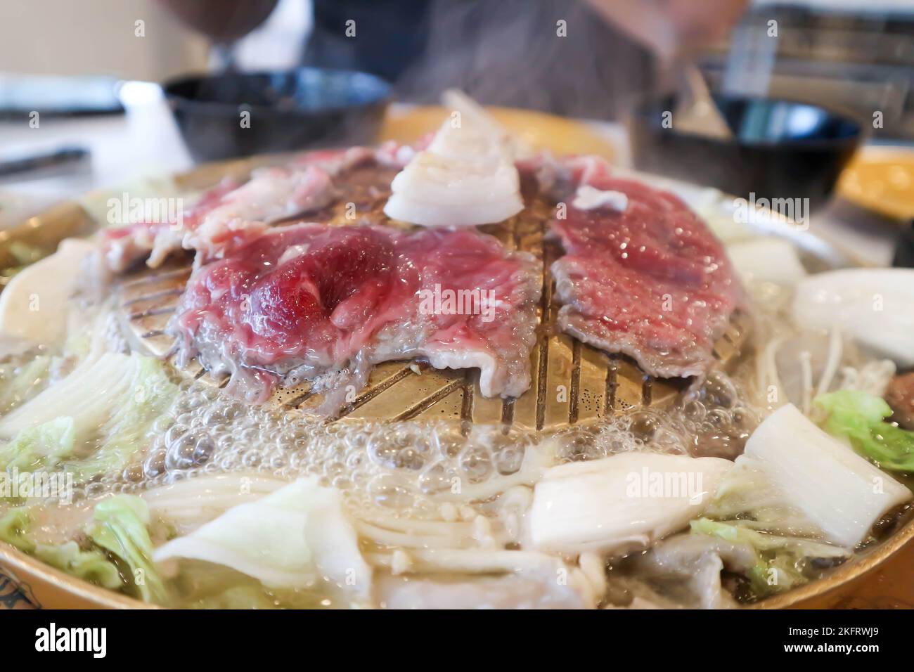 grilled beef and grilled pork or grilled meat in the oven Stock Photo ...