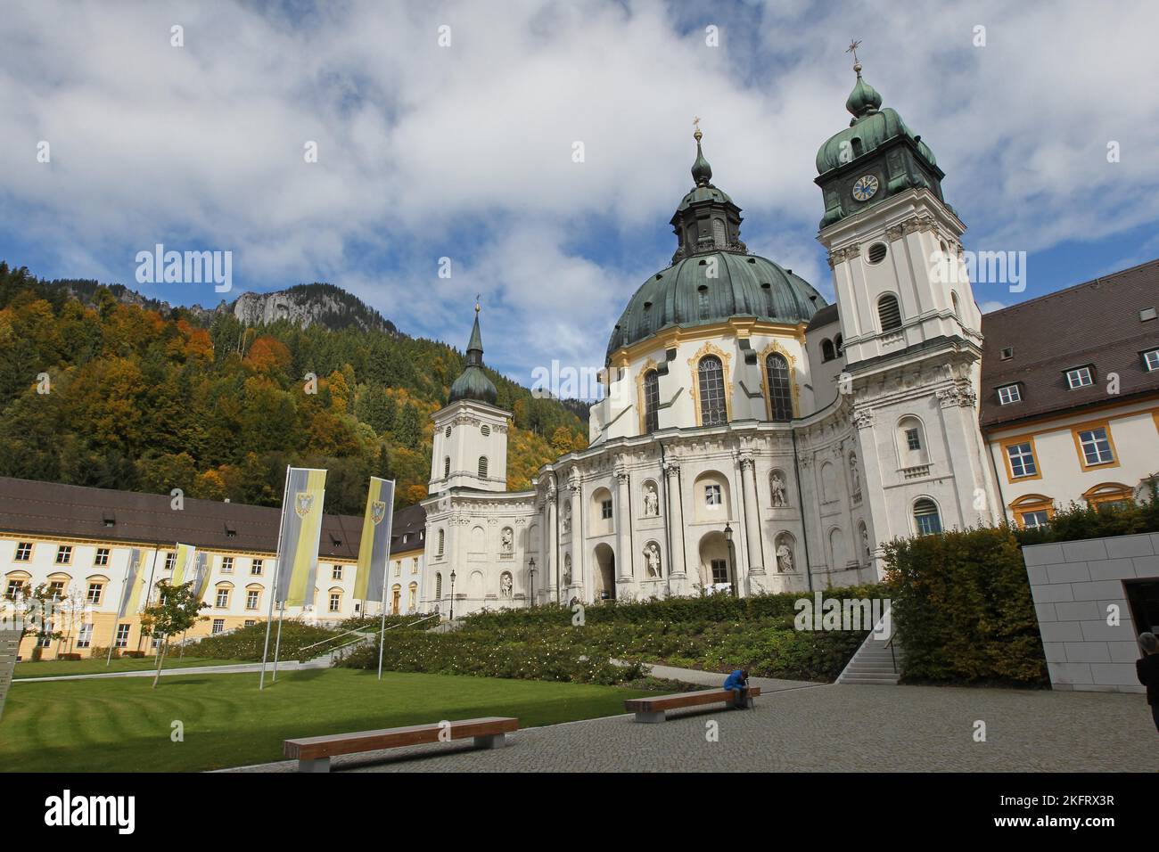 Benedictine Abbey of Ettal and Baroque Church with Dome Fresco and ...