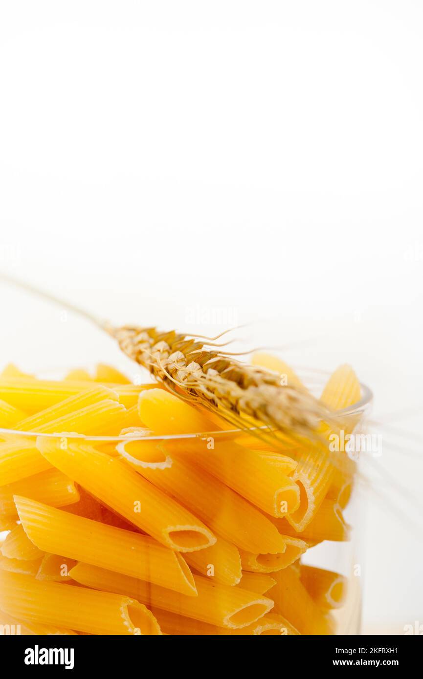 short Italian pasta penne with durum wheat grains Stock Photo - Alamy