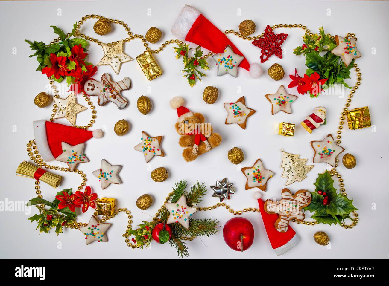 Christmas, background, with biscuits and decorations Stock Photo - Alamy