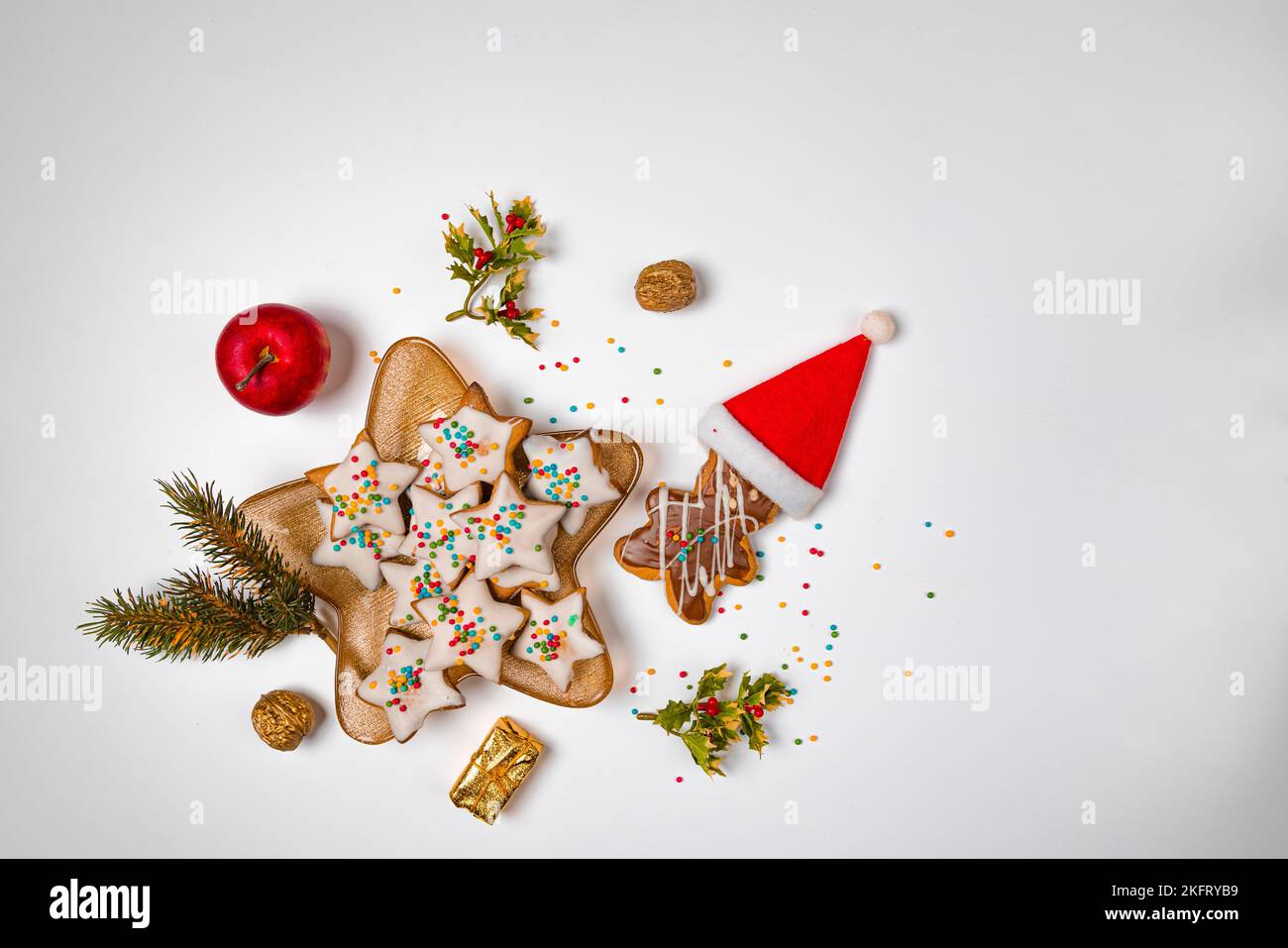 Christmas, background, with biscuits and decorations Stock Photo - Alamy