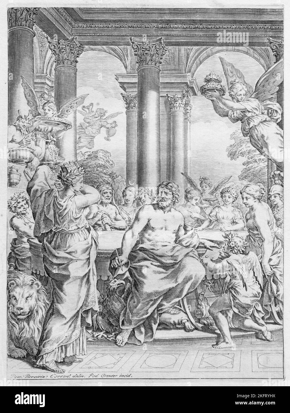 Mythological scene, copperplate engraving, from Flora over Culture di ...