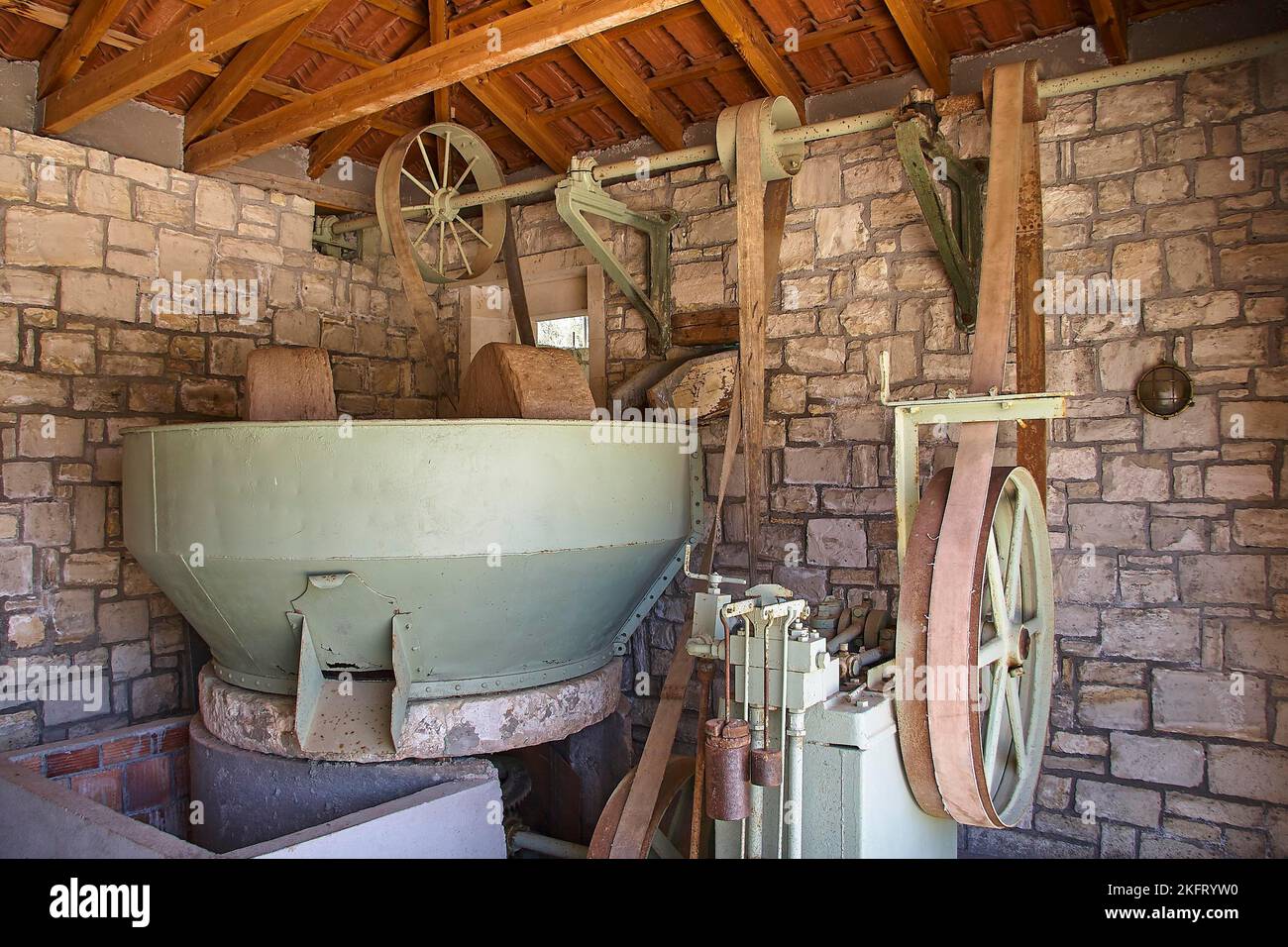 Olives (olivae), olive oil factory, olive oil mill, olive press, green ...