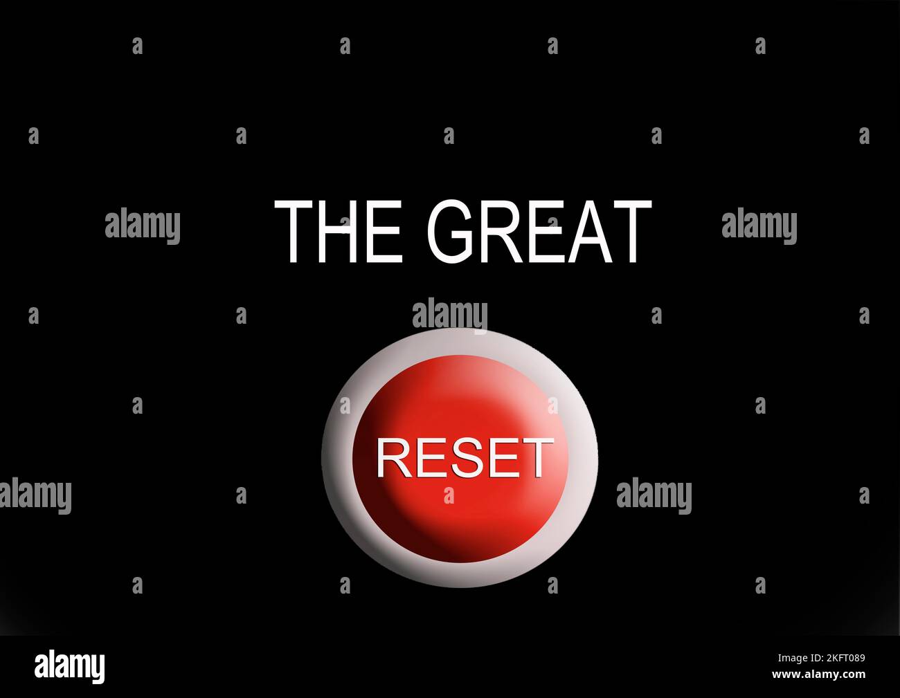 Graphic, The Reset, red button with the inscription Reset on a black ...