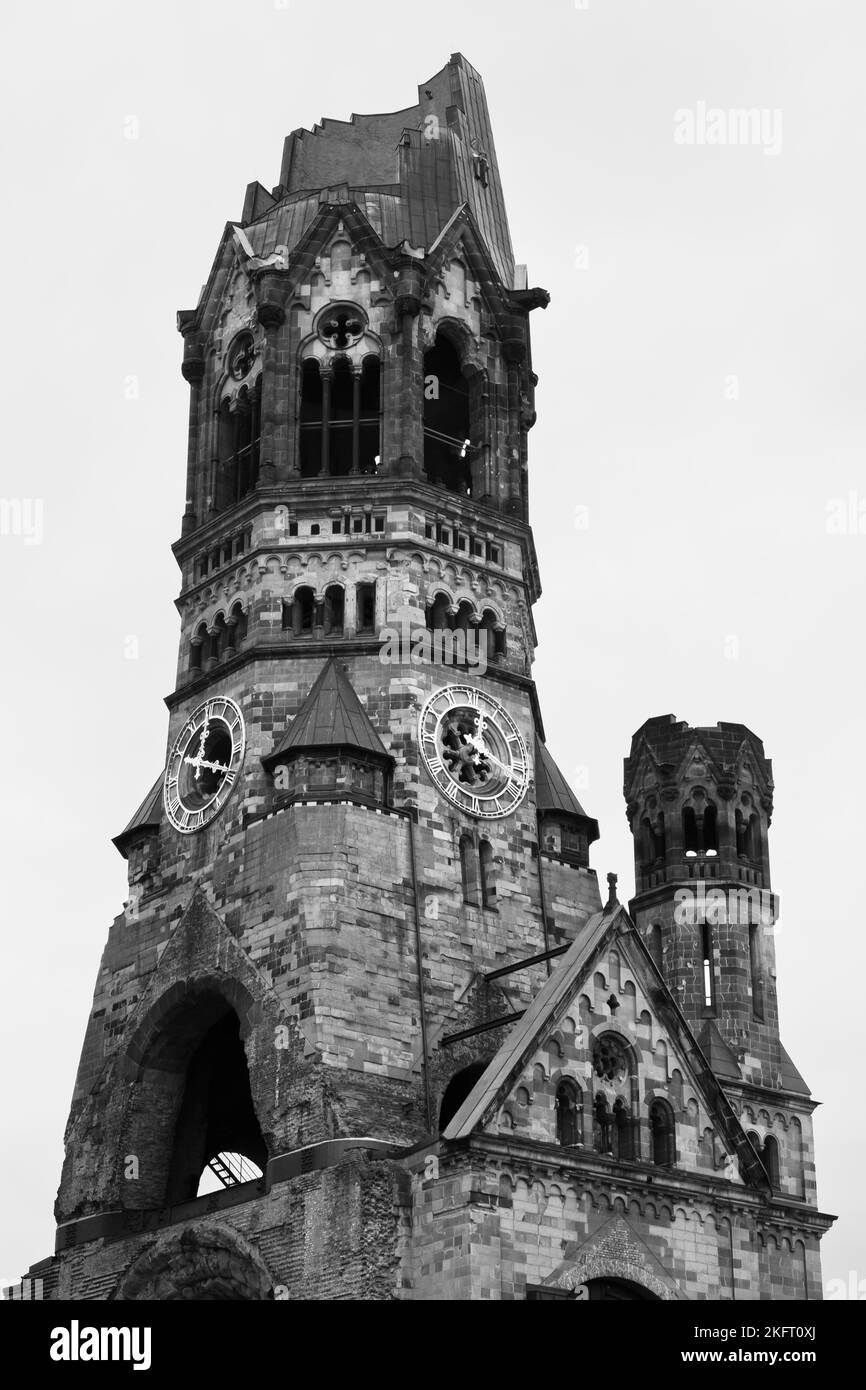 Berlin memorial church ruin Black and White Stock Photos & Images - Alamy