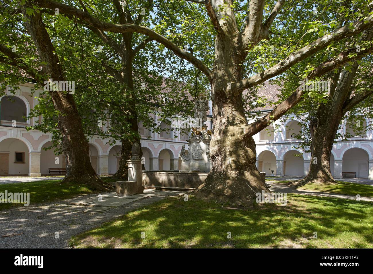 Inner courtyard of Heiligenkreuz Abbey, Lower Austria, Austria, Europe ...