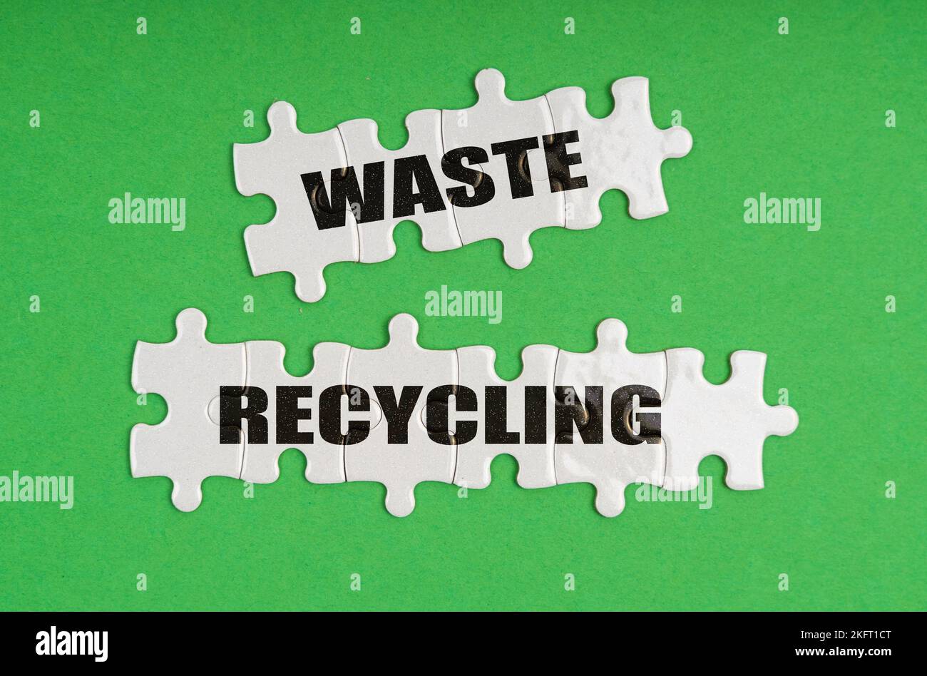 Environmental concept. On a green background, there are puzzles on ...