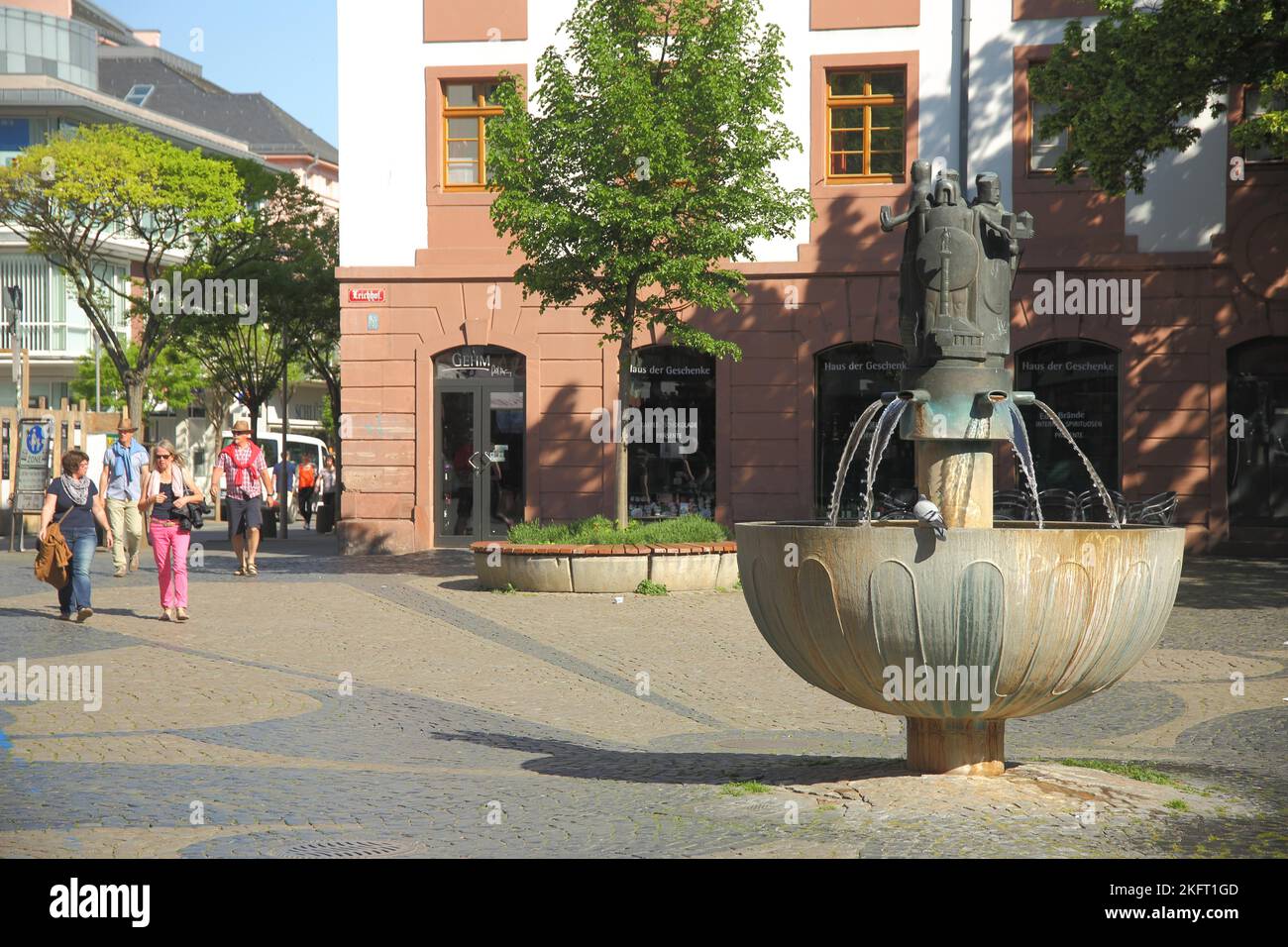 Ornamental Fountain with Sculptures Five Figures of Mainz History, City ...