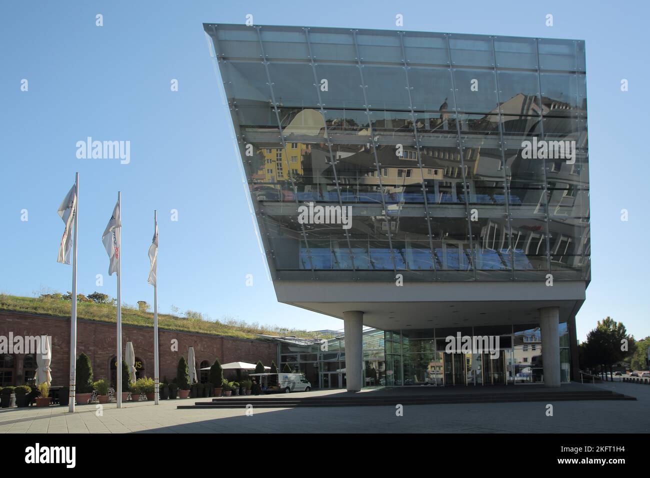 Modern glass building of the DB Schenker Railion headquarters, German ...