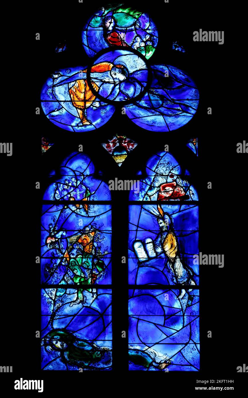 Marc Chagall window, Moses brings the law to the people, church window ...