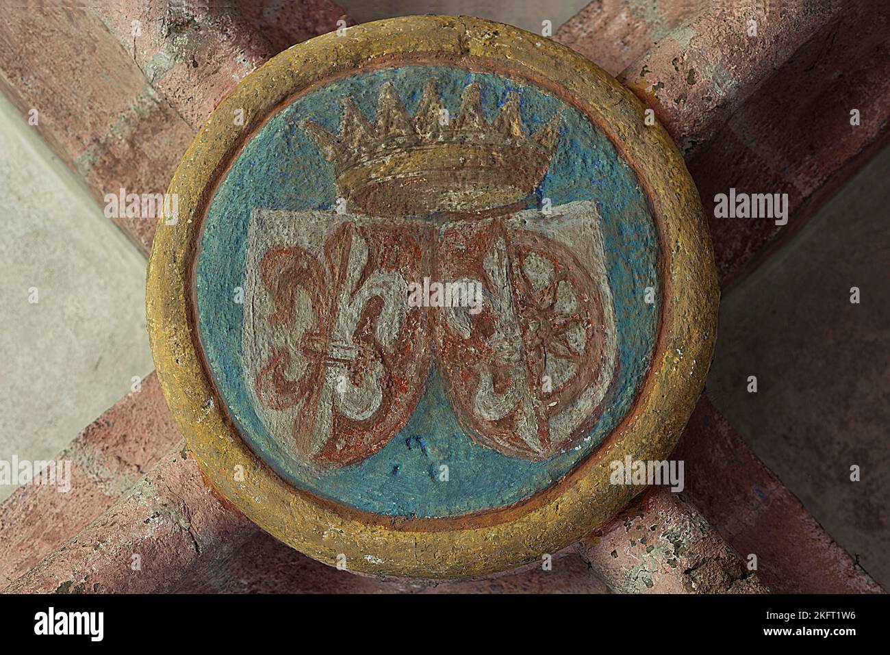 Keystone, 1488, coat of arms painting 18th century, St. Egidienkirche ...