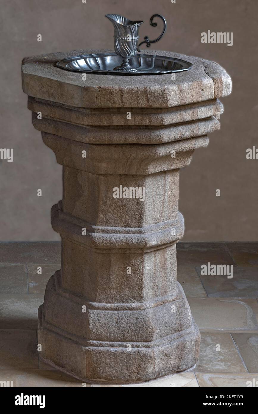 Historic 16th century baptismal font with baptismal font, 19th century ...