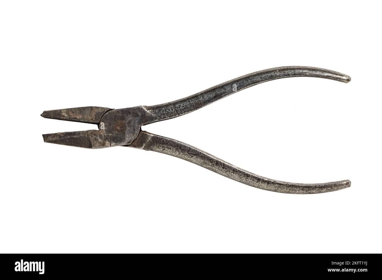 Old rusty linesman pliers. isolated on white background Stock Photo - Alamy