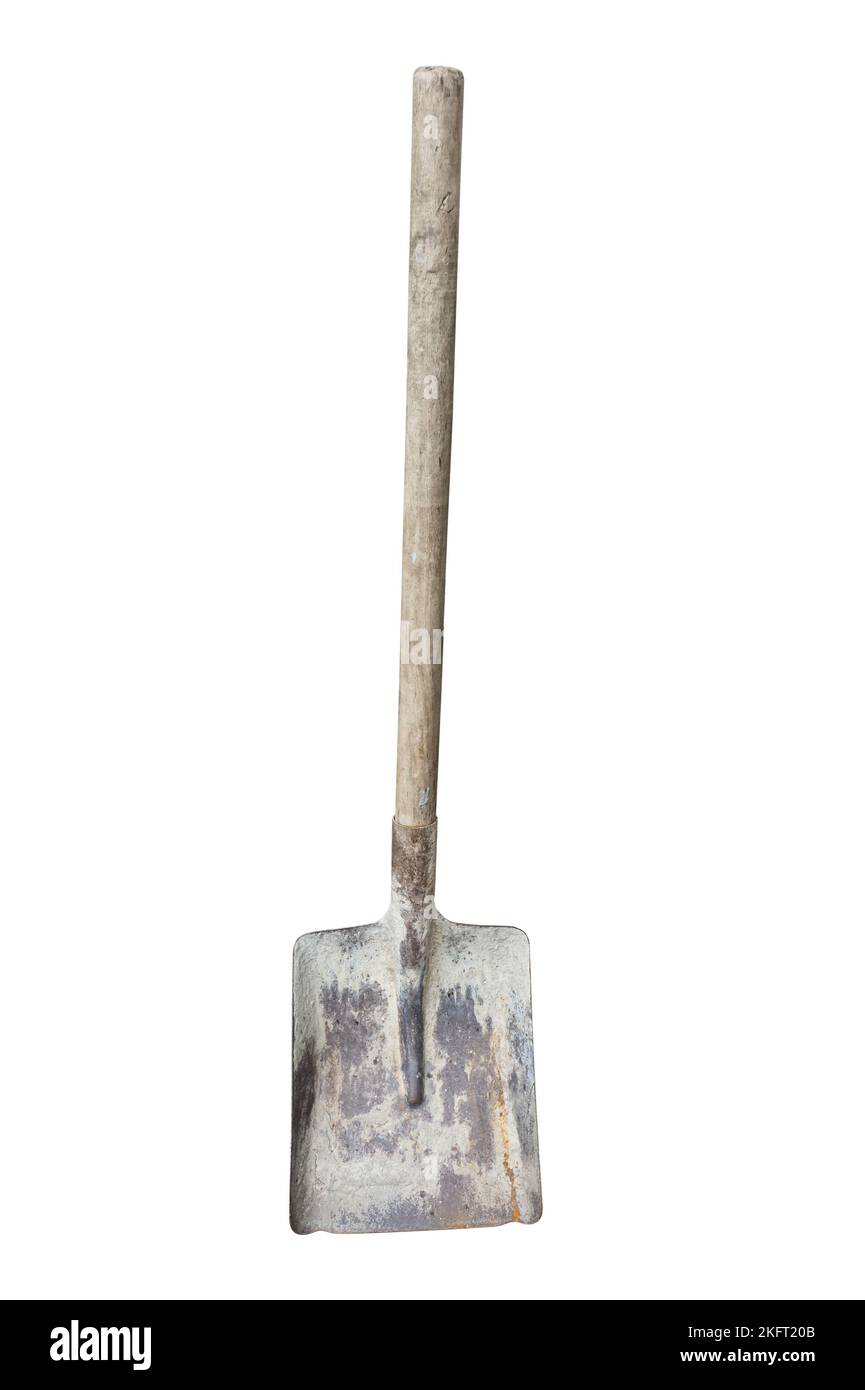 rusty square point shovel. isolated on white background Stock Photo - Alamy