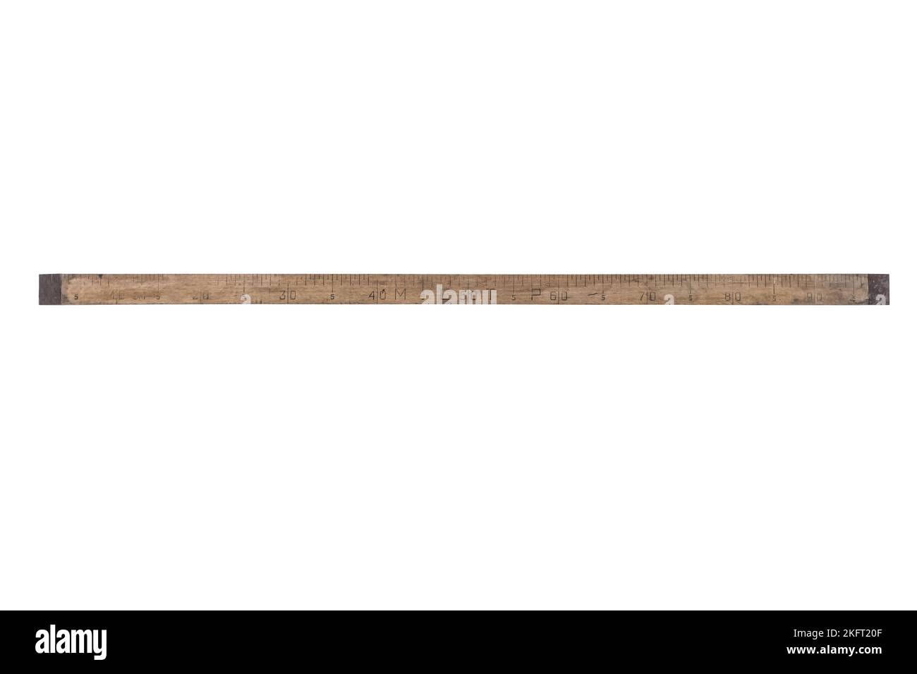 vintage wooden long ruler. isolated on white background Stock Photo - Alamy