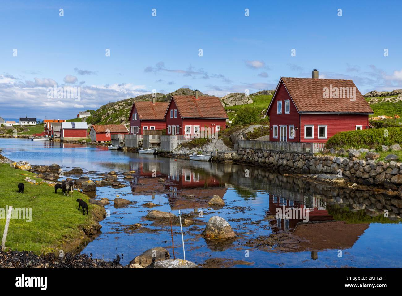 Scandinavian idyll on the Egeroy Peninsula, Norway, Europe Stock Photo ...