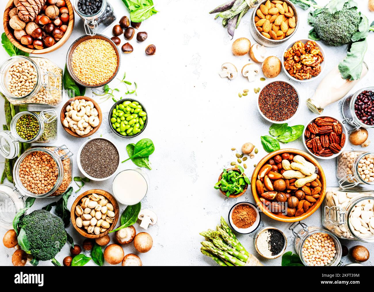 Vegan protein. Full set of plant based vegetarian food sources. Healthy ...