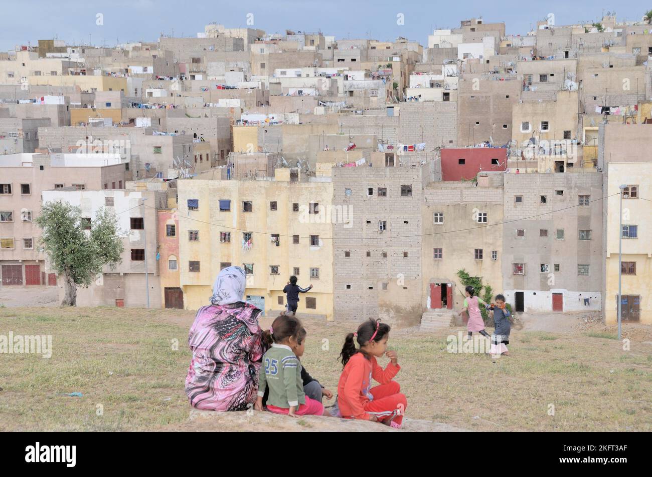 Houses and flats of the poorer population, settlement outside Fes ...