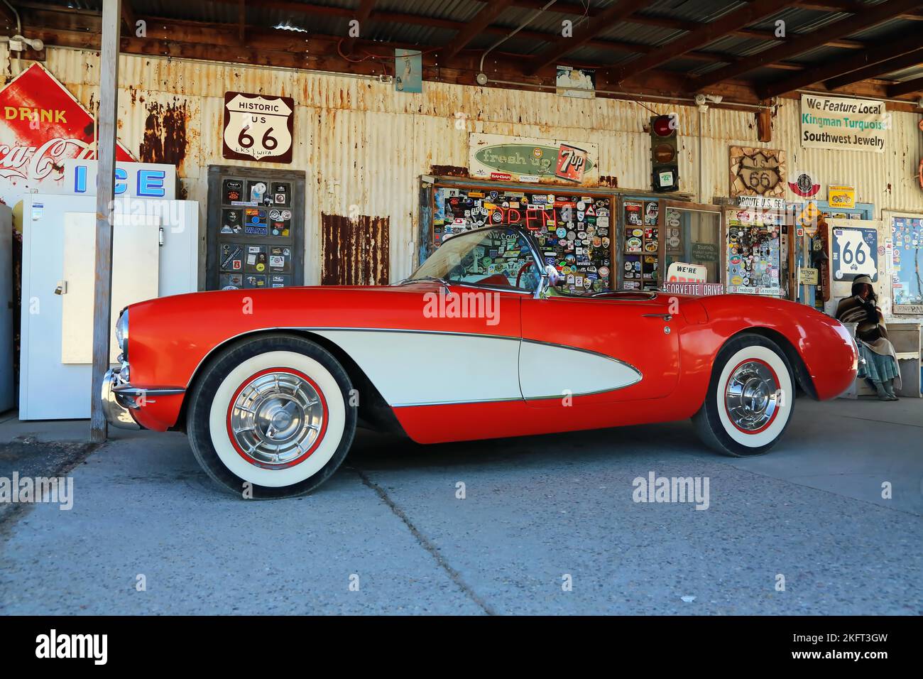 Corvette at the Hackberry General Store on historic Route 66. Kingman ...