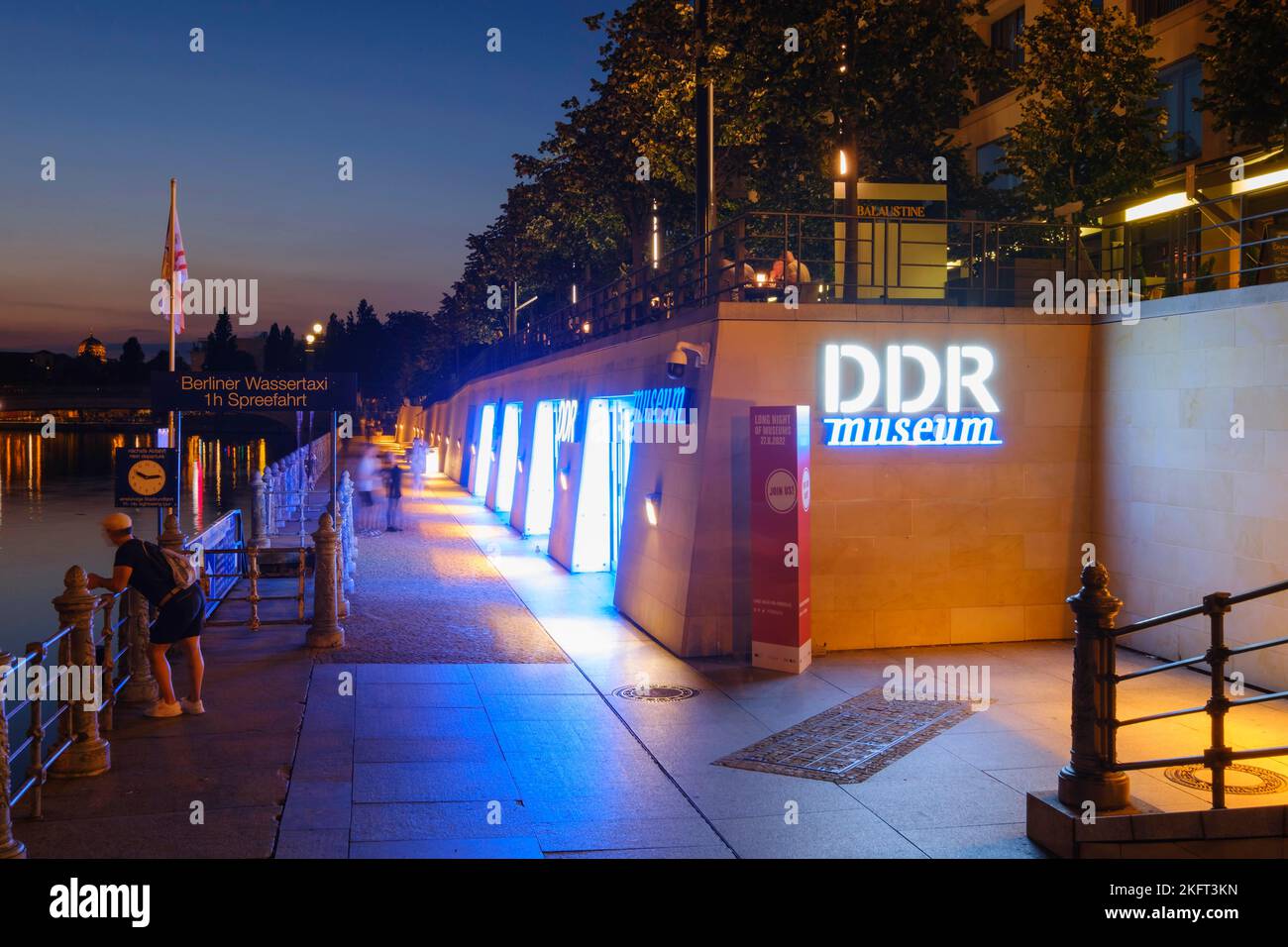 DDR Museum on the Spree, Illuminated, Blue hour, Berlin, Germany ...