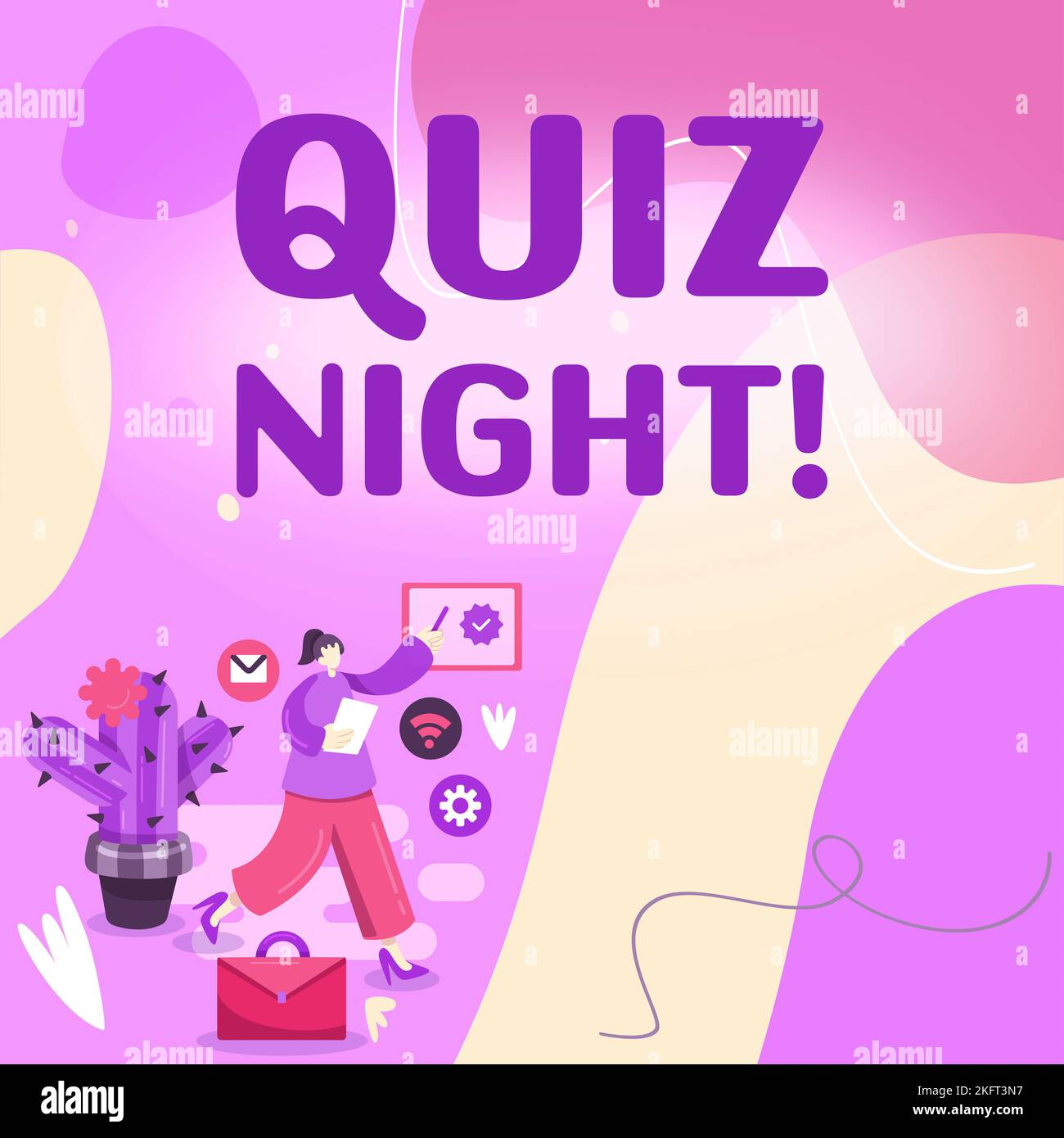 Text caption presenting Quiz Night. Business approach evening test ...