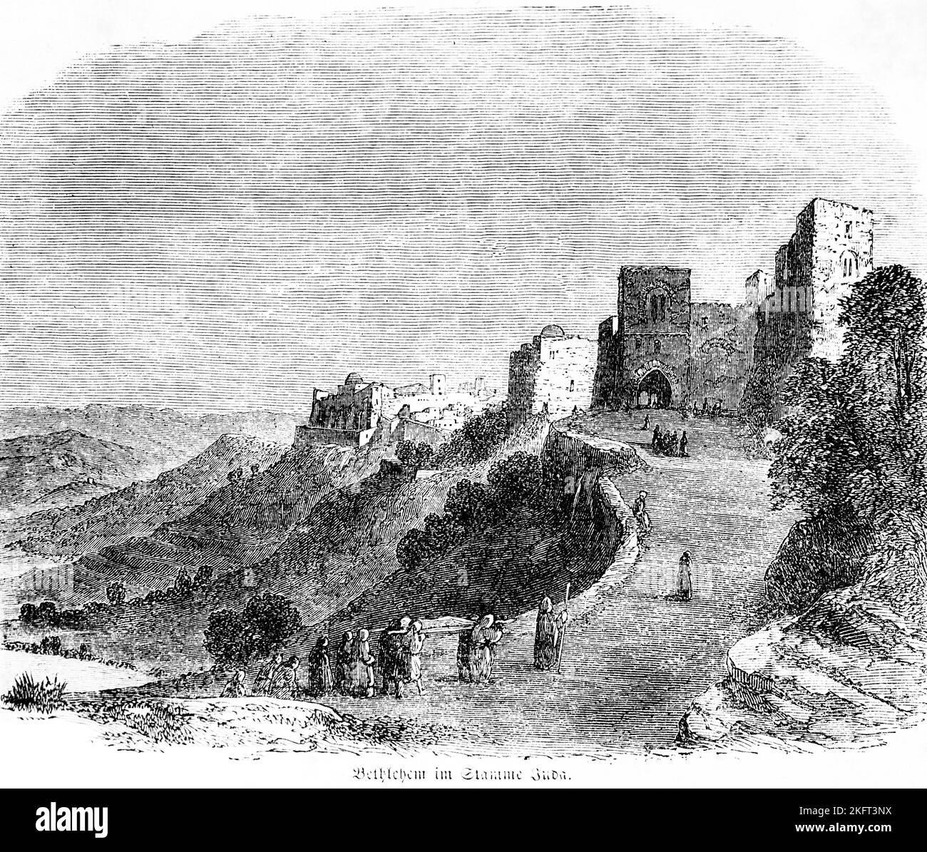 Bethlehem in the tribe of Judah, landscape, mountains, ridge, city, way ...