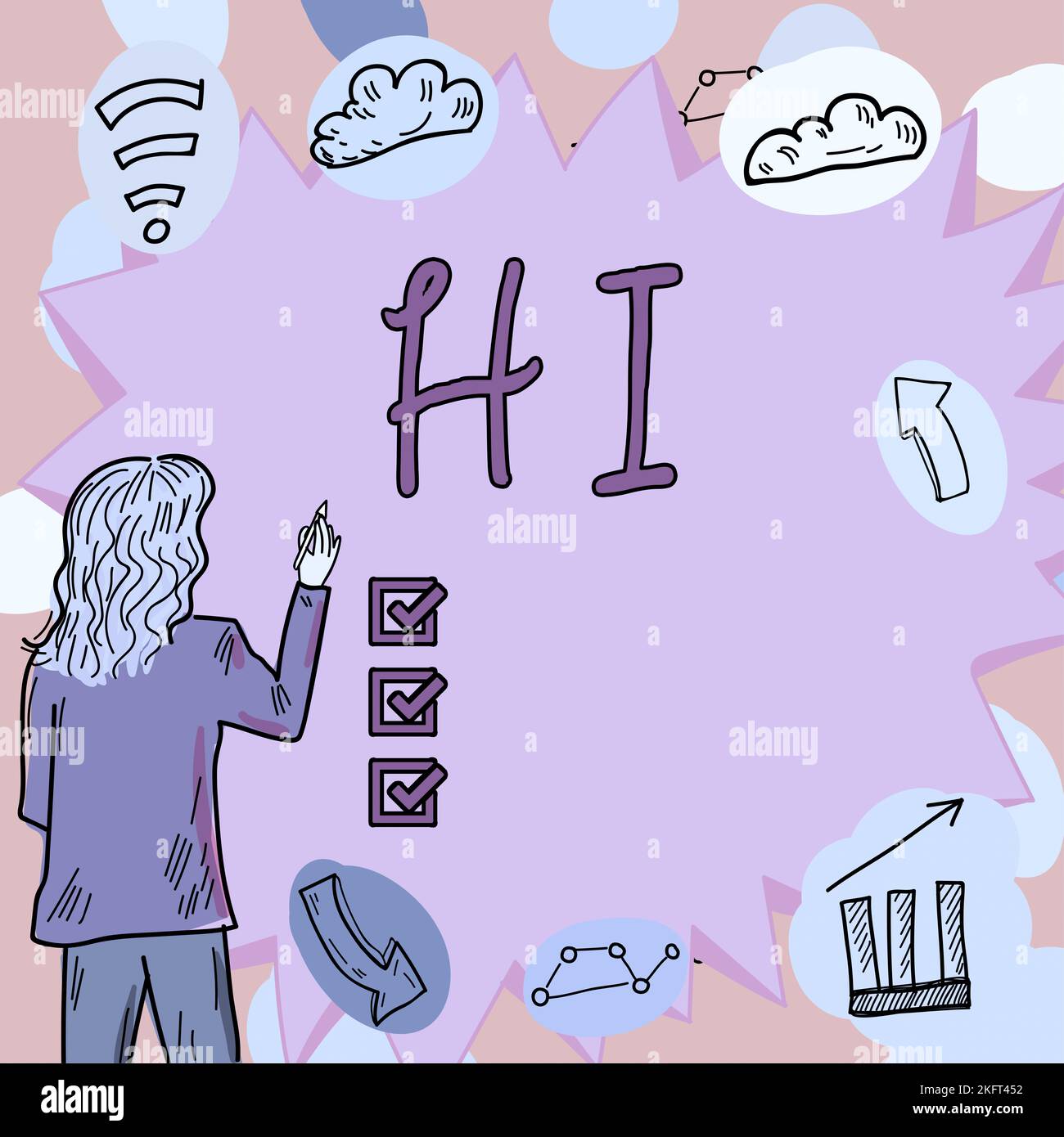 Sign displaying Hi. Business approach used as a greeting or to begin a ...