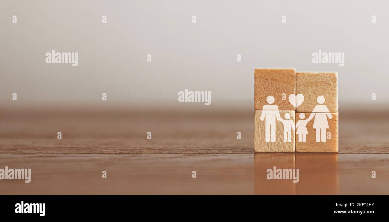 Woods block square with family love concept. International day of ...