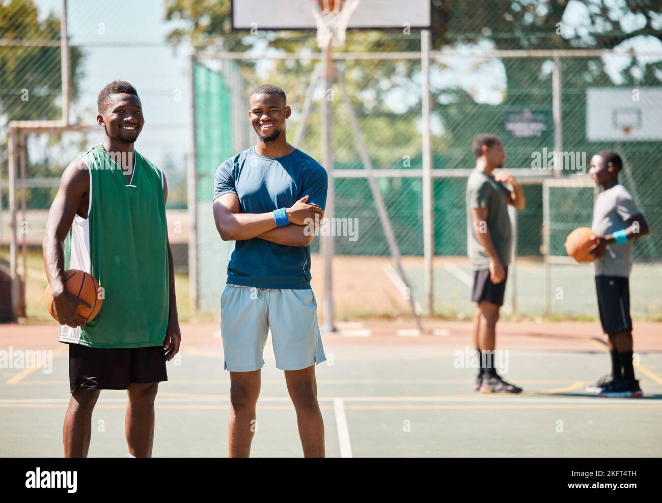 Sports, friends and basketball by basketball player team happy, smile ...
