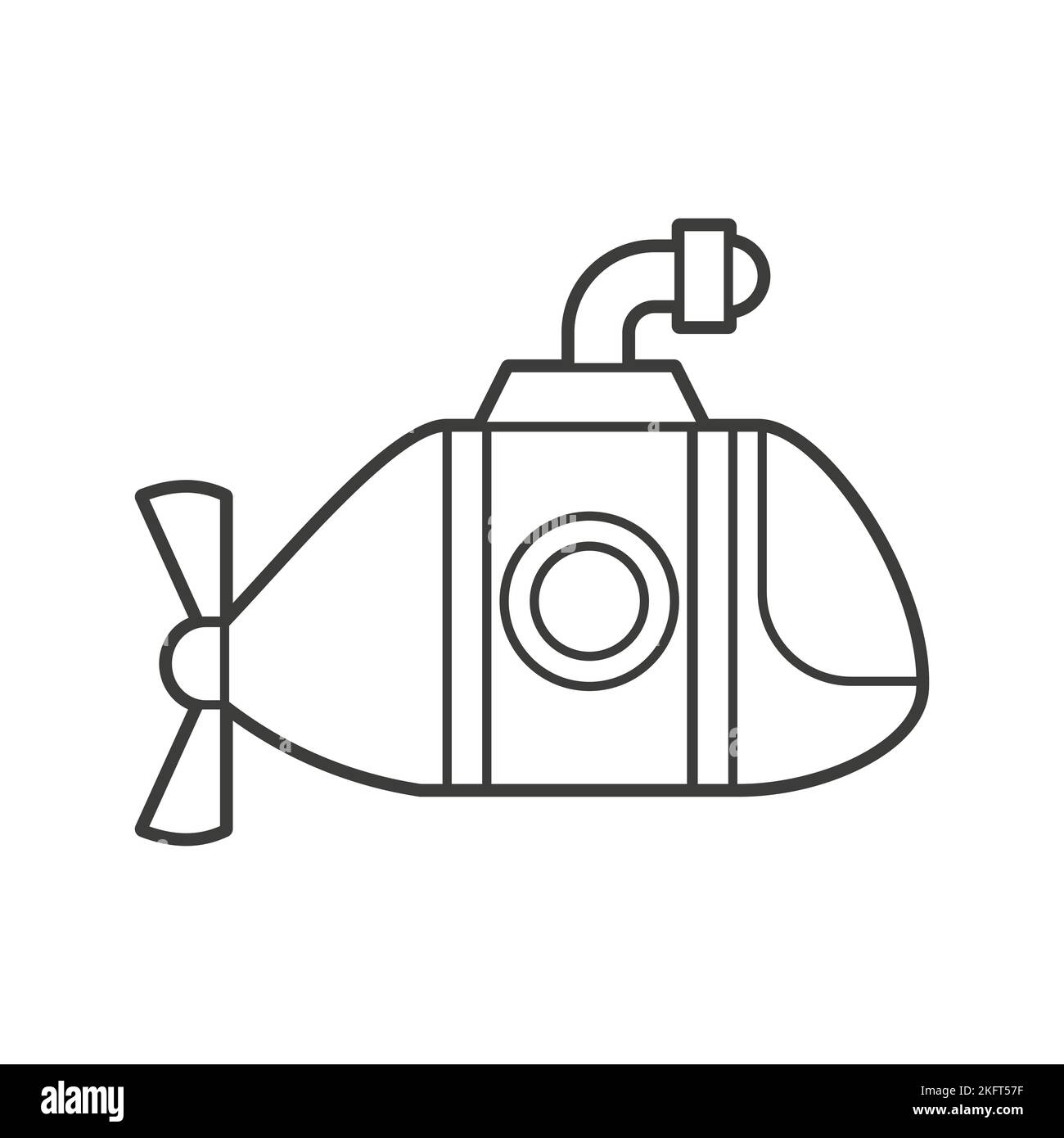 Vector Illustration of an submarine. Icon style with black outline ...
