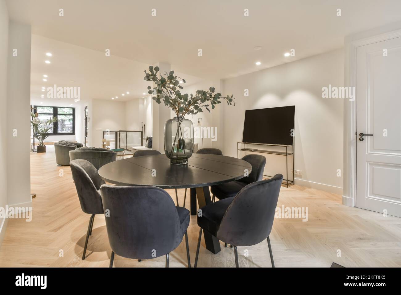 Interior of modern home with furniture next to a bright window Stock ...