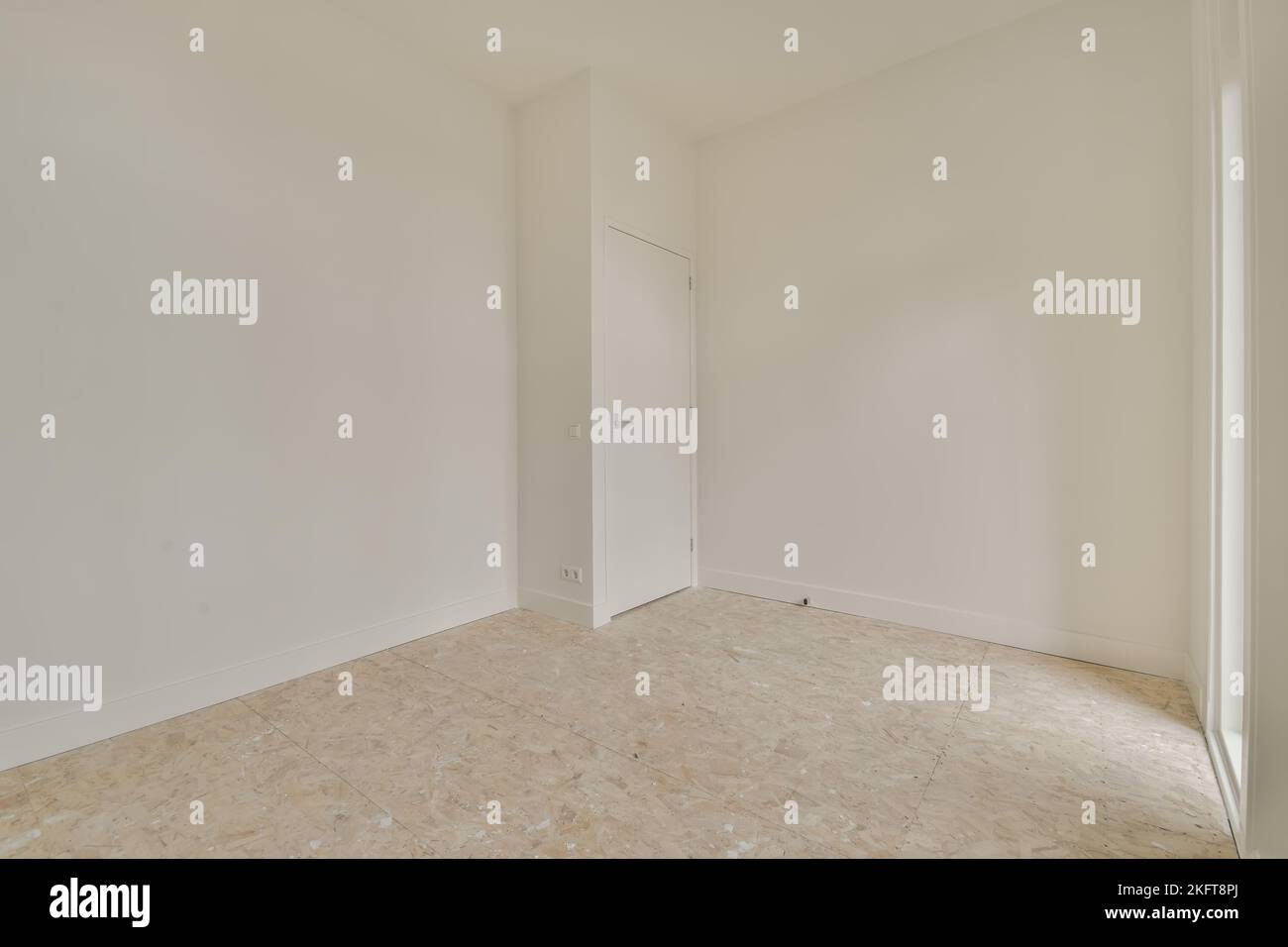 Empty rectangular shaped room with white walls in light apartment in ...