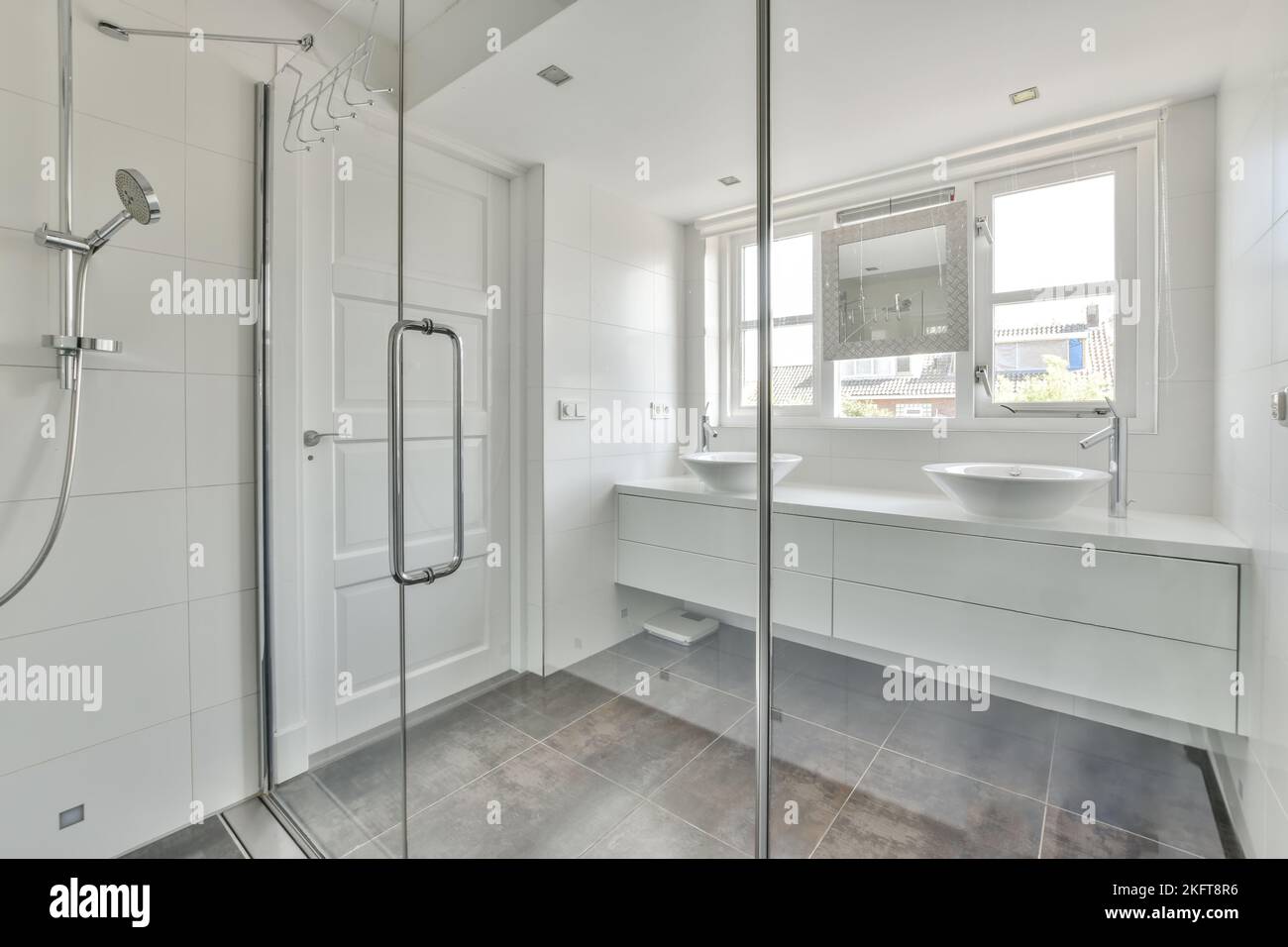 Interior of a sink with a shower closed with a screen Stock Photo - Alamy