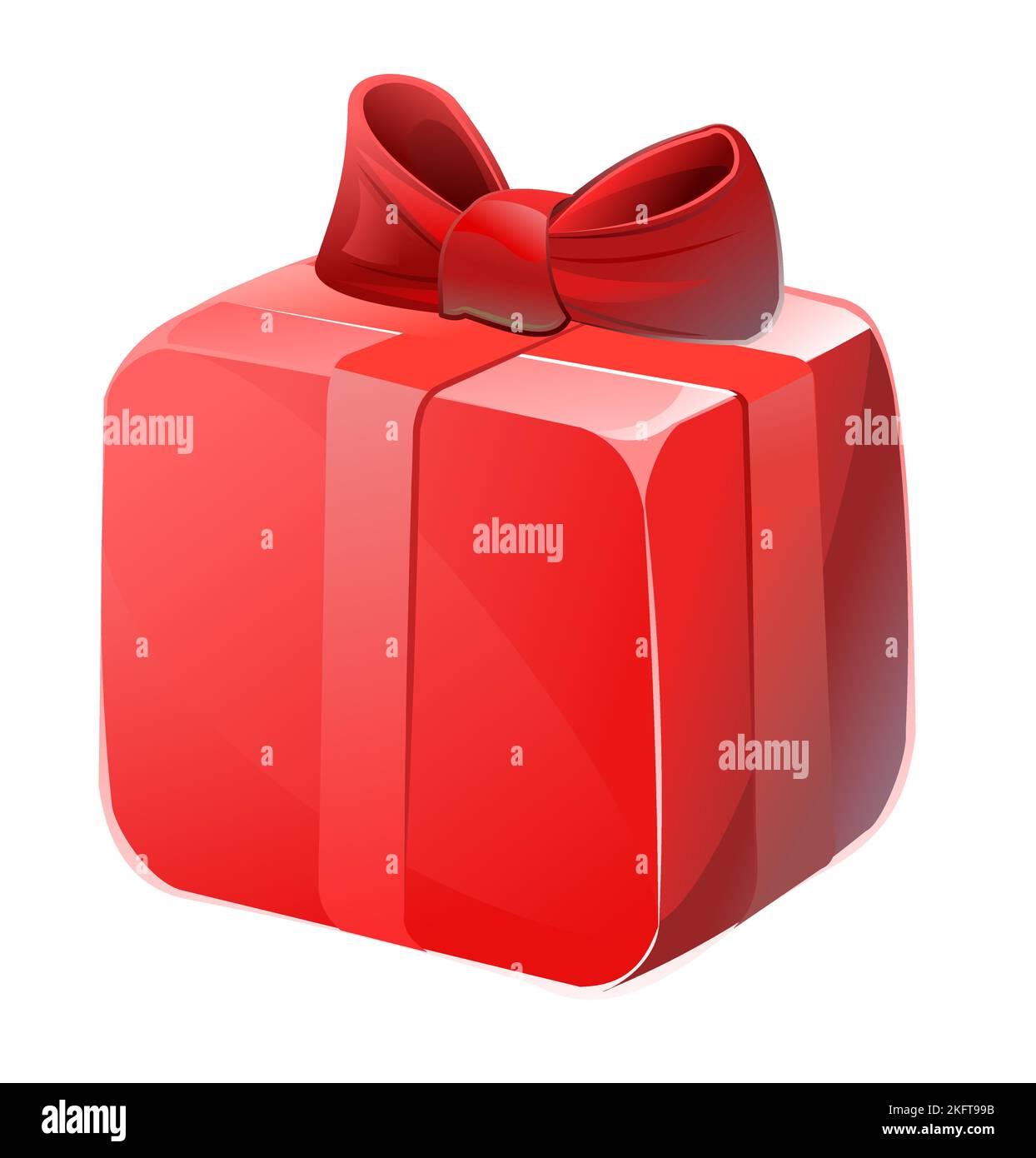 Gift red box with ribbon tied with bow. Package ready for donation ...