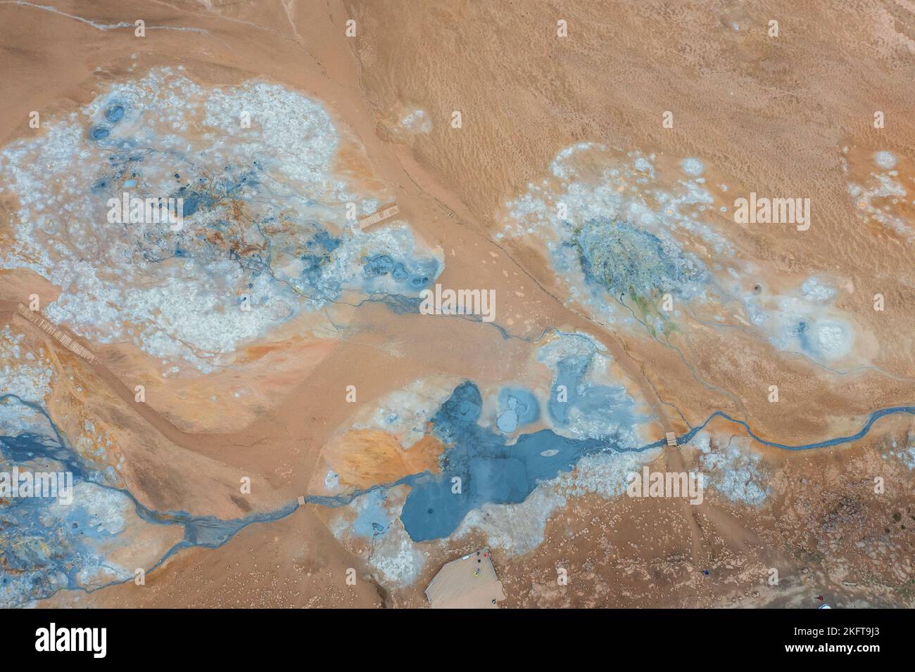 An illustrated abstract blue and beige design - lake and land Stock ...