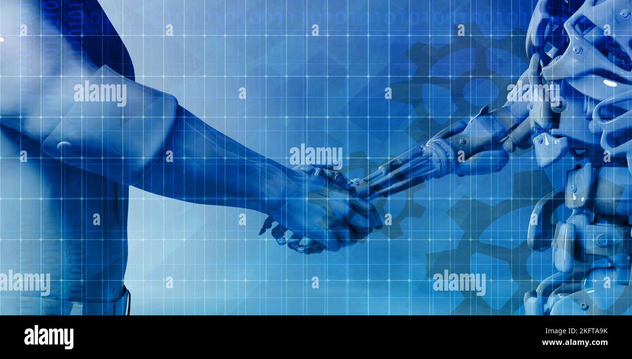 Human and Robot Handshake as a Business Technology Concept Stock Photo ...