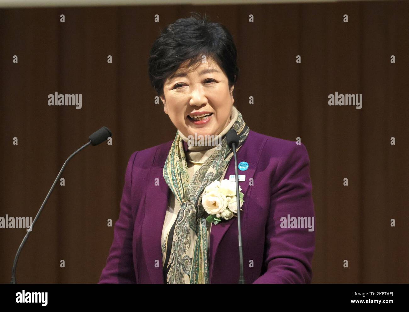 Tokyo, Japan. 20th Nov, 2022. Tokyo Governor Yuriko Koike delivers an ...