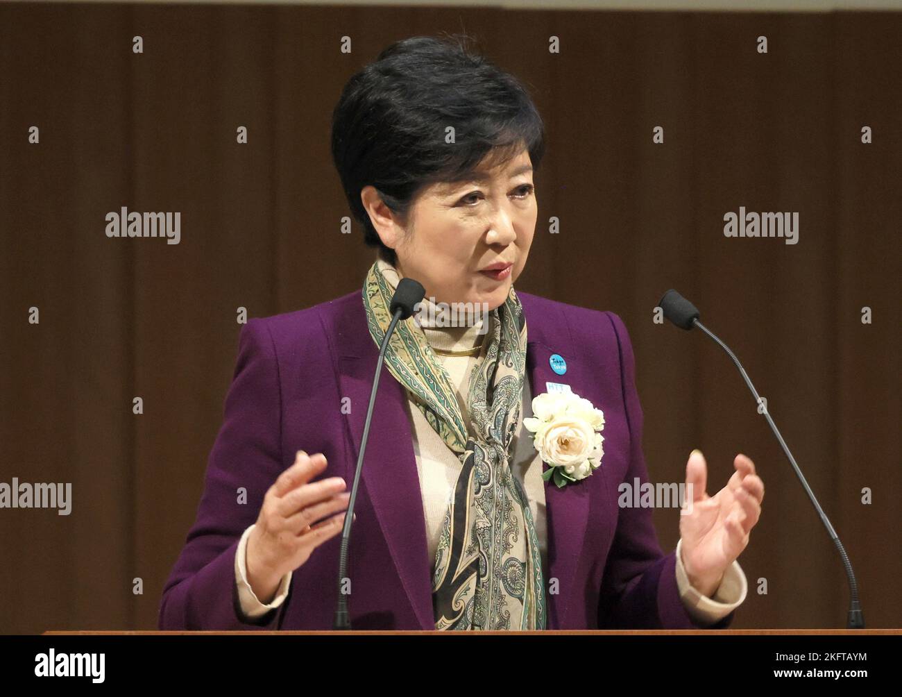 Tokyo, Japan. 20th Nov, 2022. Tokyo Governor Yuriko Koike delivers an ...