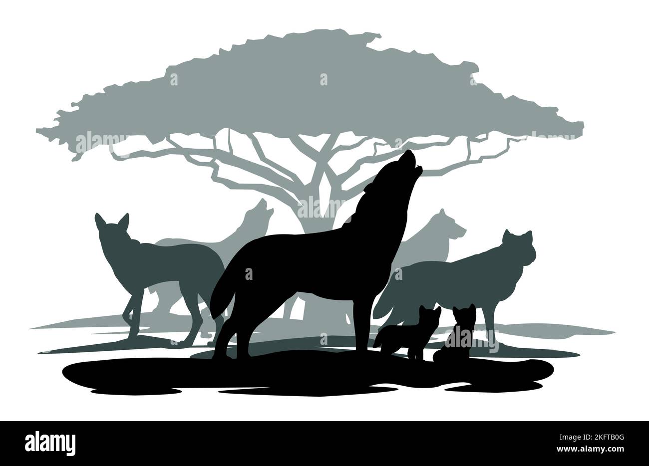 Wolf with cubs Stock Vector Images - Alamy
