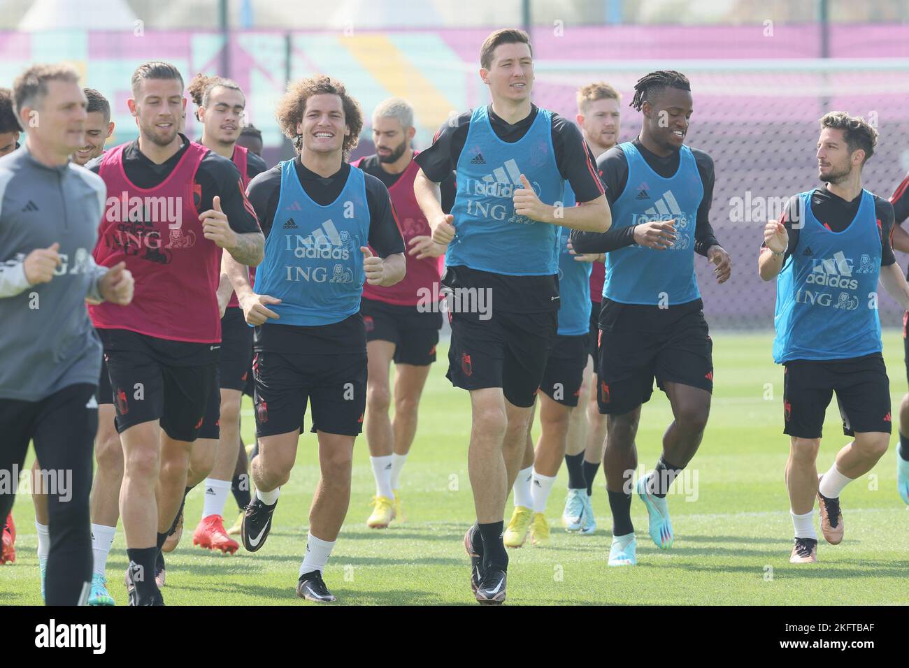 Belgian national soccer team the Red Devils hold a training session at ...