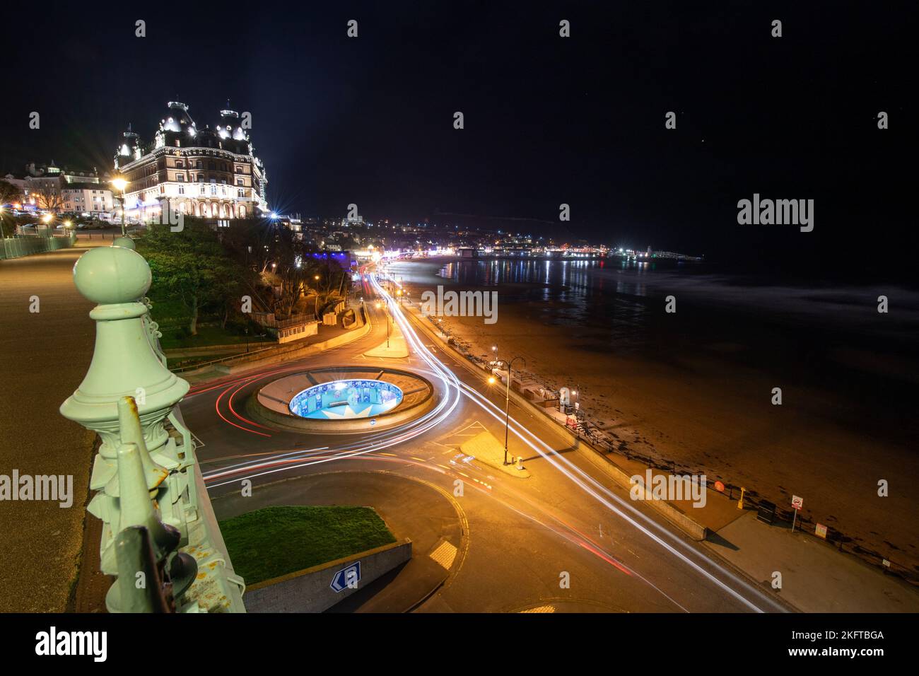 A view over Scarborough foreshore and harbour from Cliff Bridge with ...