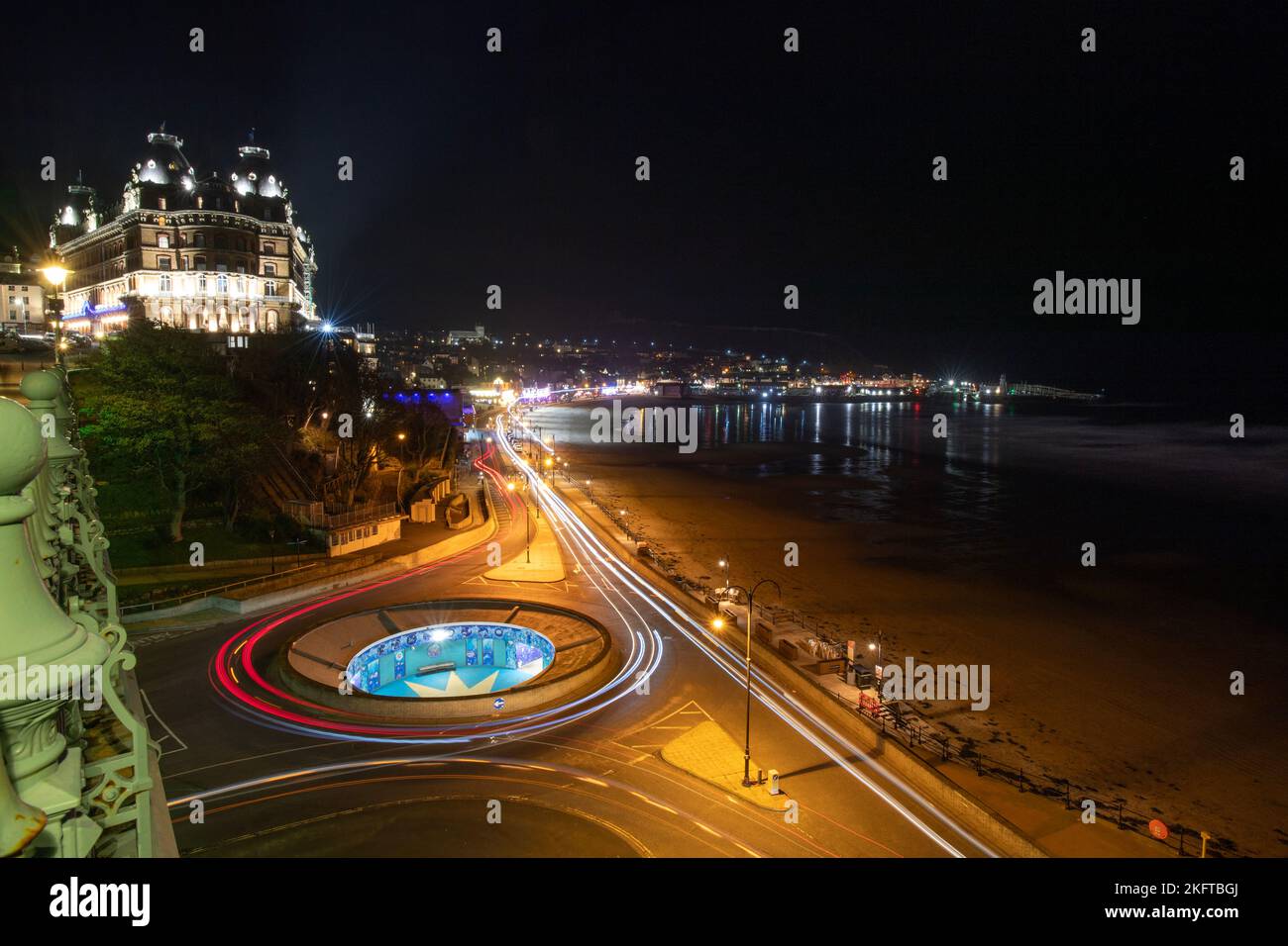 A view over Scarborough foreshore and harbour from Cliff Bridge with ...