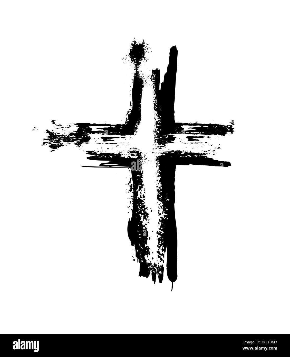 Grunge Religion Cross . Black Paint . Cross black paint strokes. Vector ...