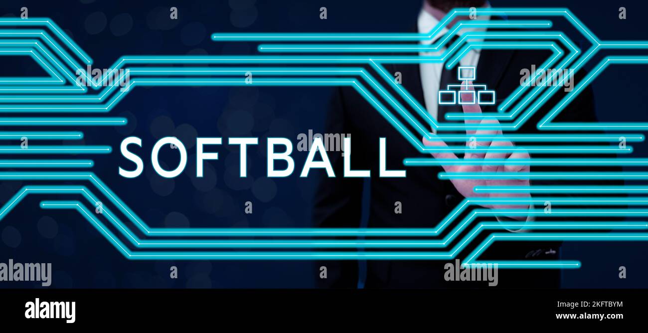 Conceptual display Softball. Word for a sport similar to baseball ...