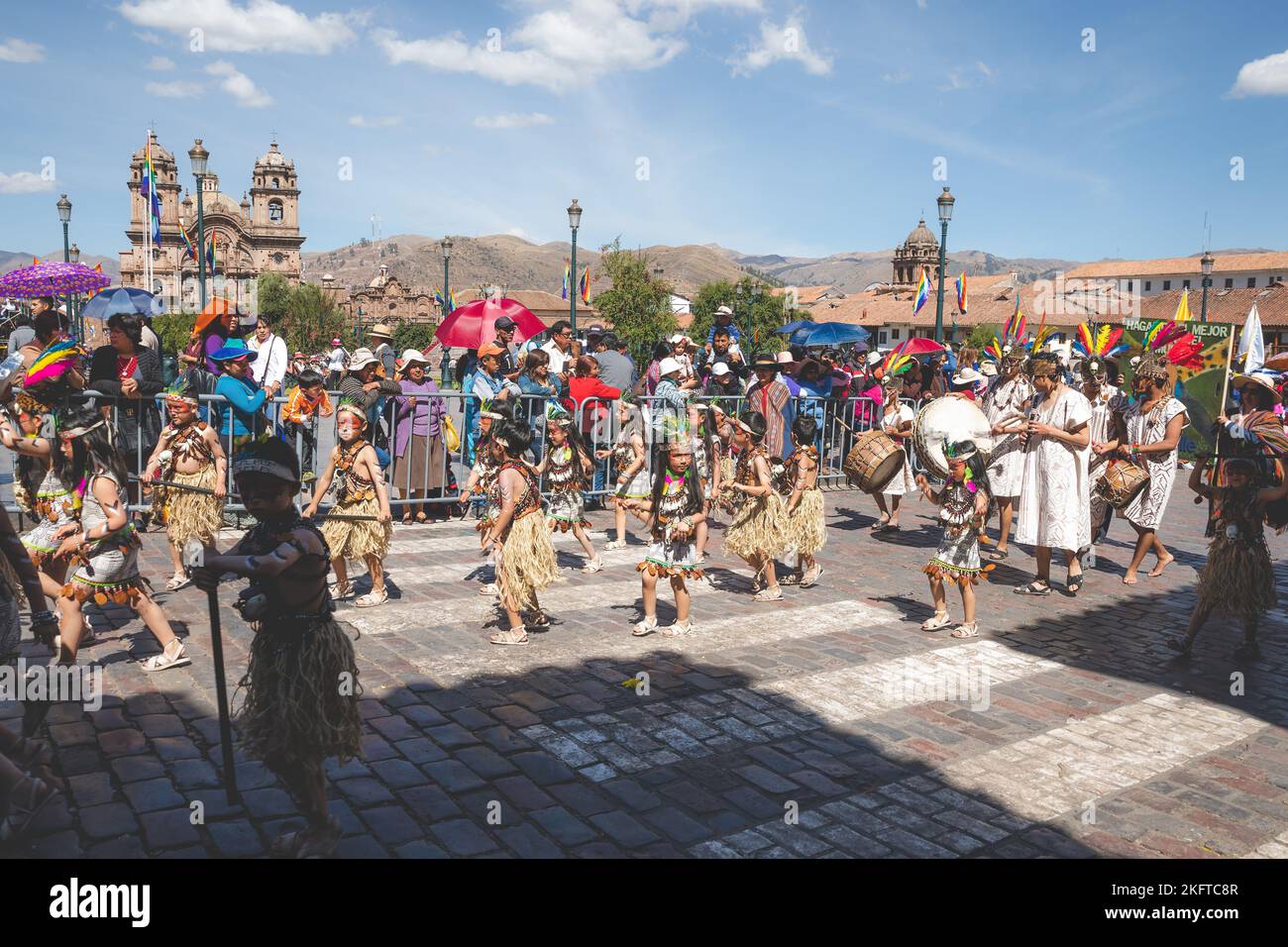 A group of children performing at a festival in Cusco, Peru Stock Photo ...