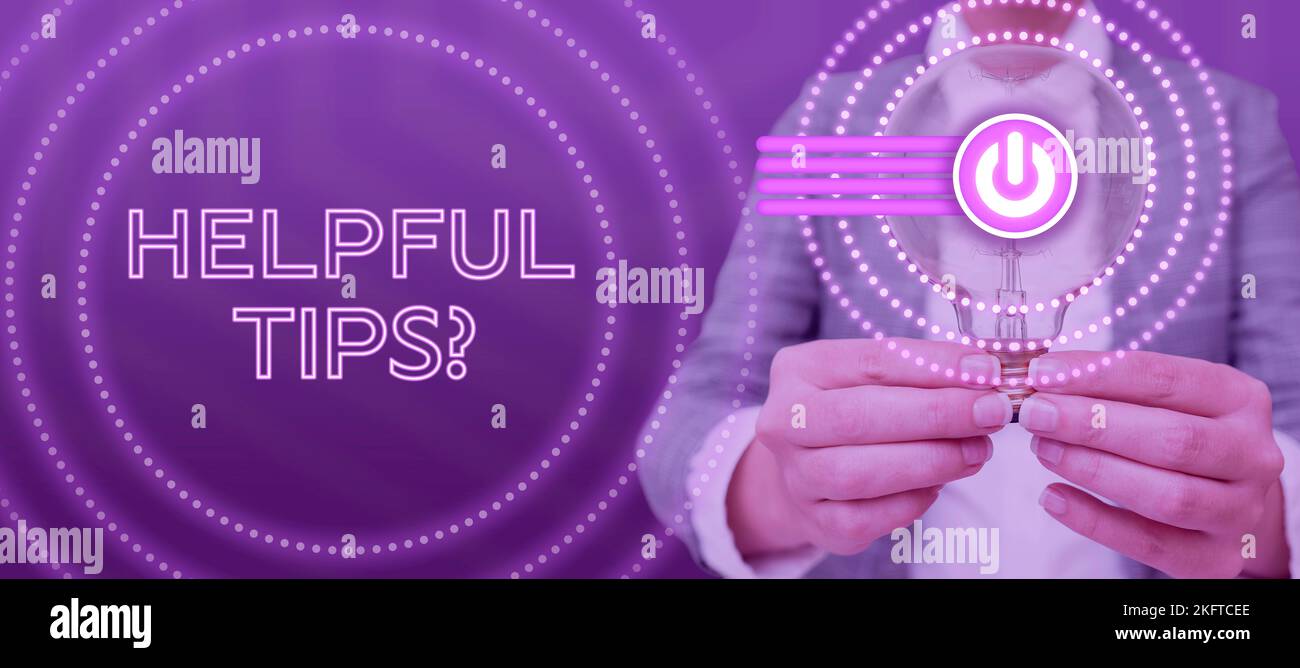 Sign displaying Helpful Tips. Business approach advices given to be ...